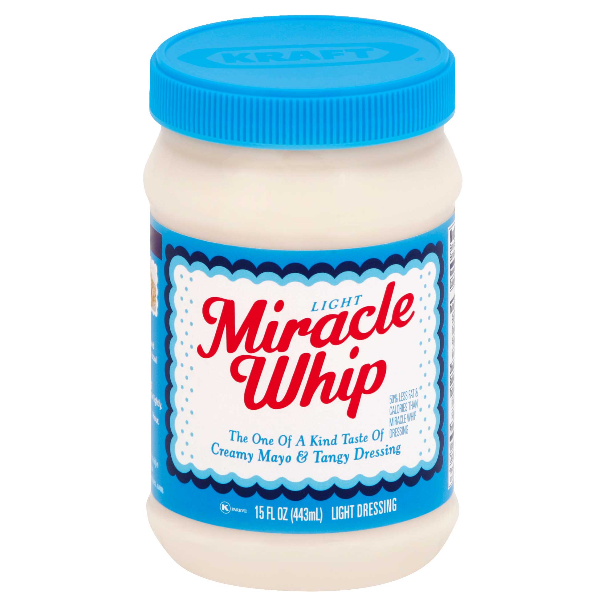 Kraft Miracle Whip Light Spoonable Mayonnaise, 15 Ounce -- 12 per case.
