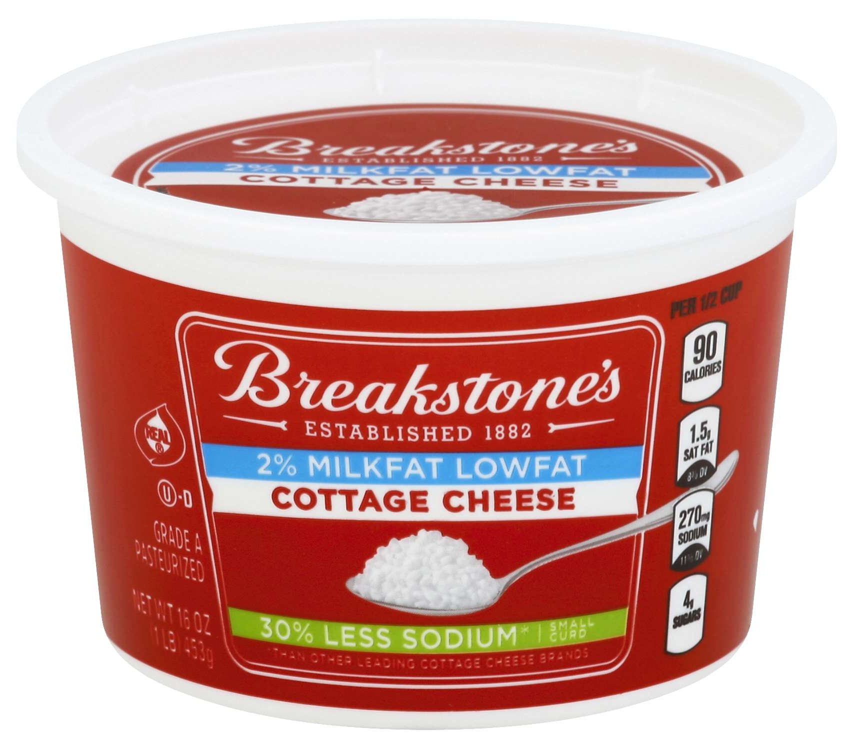 Breakstones Small Curd Low Sodium Cottage Cheese, 1 Pound -- 12 per case