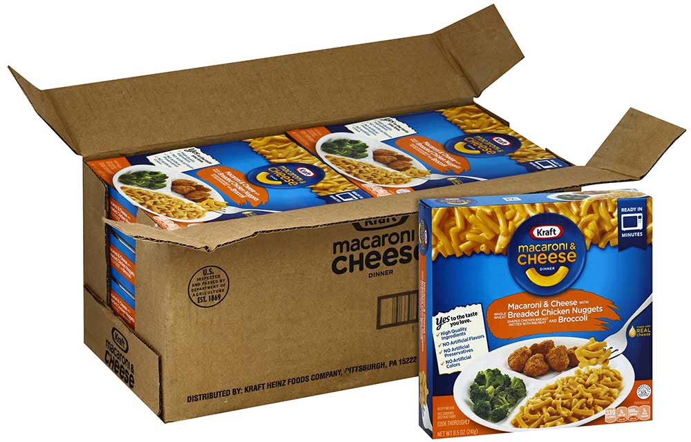 Kraft Mac and Cheese Dinner with Breaded Chicken Nuggets and Broccoli ...