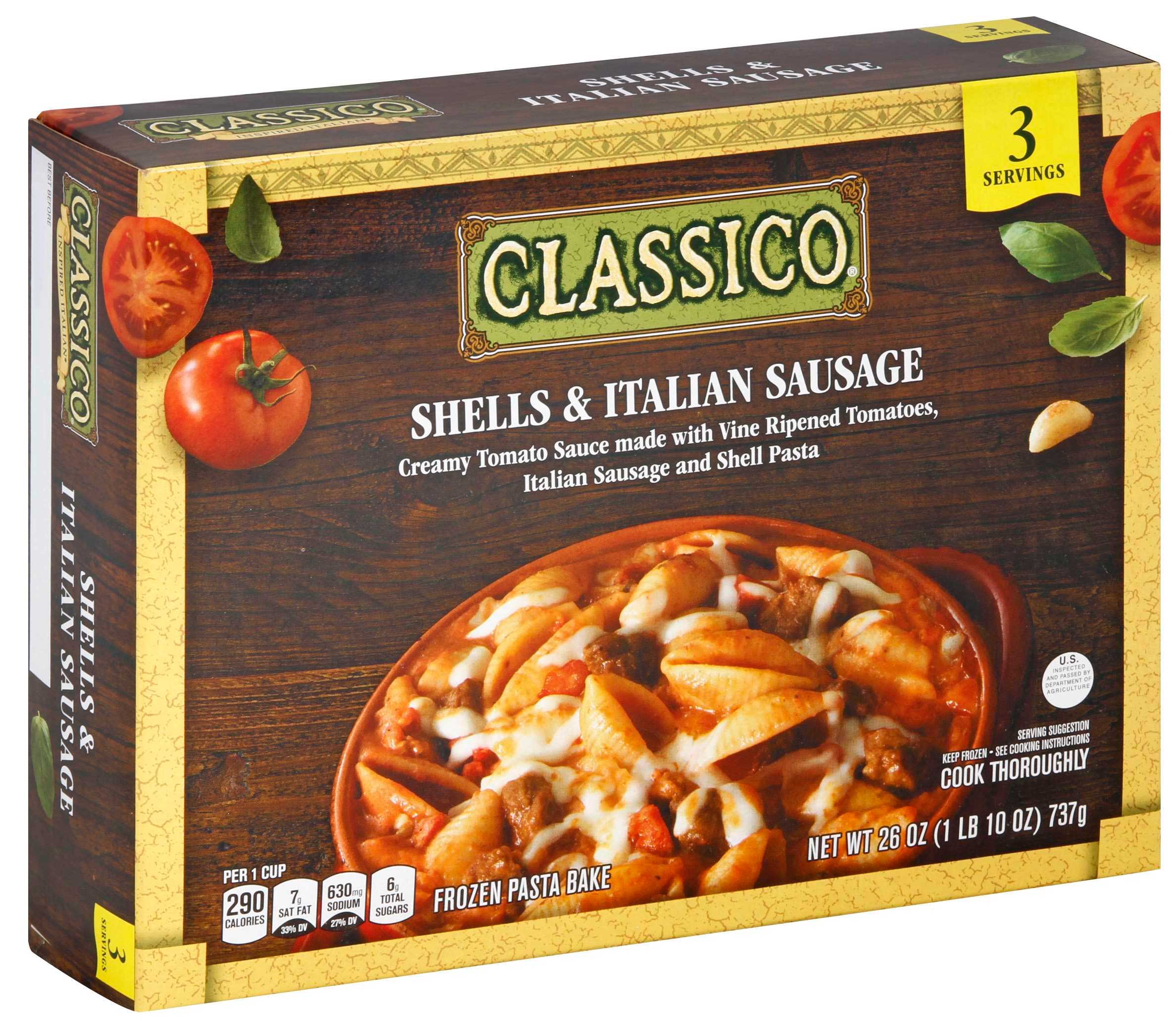 Classico Shells and Sausage Pasta Bake Entrees / Meals, 26 Ounce -- 6 ...