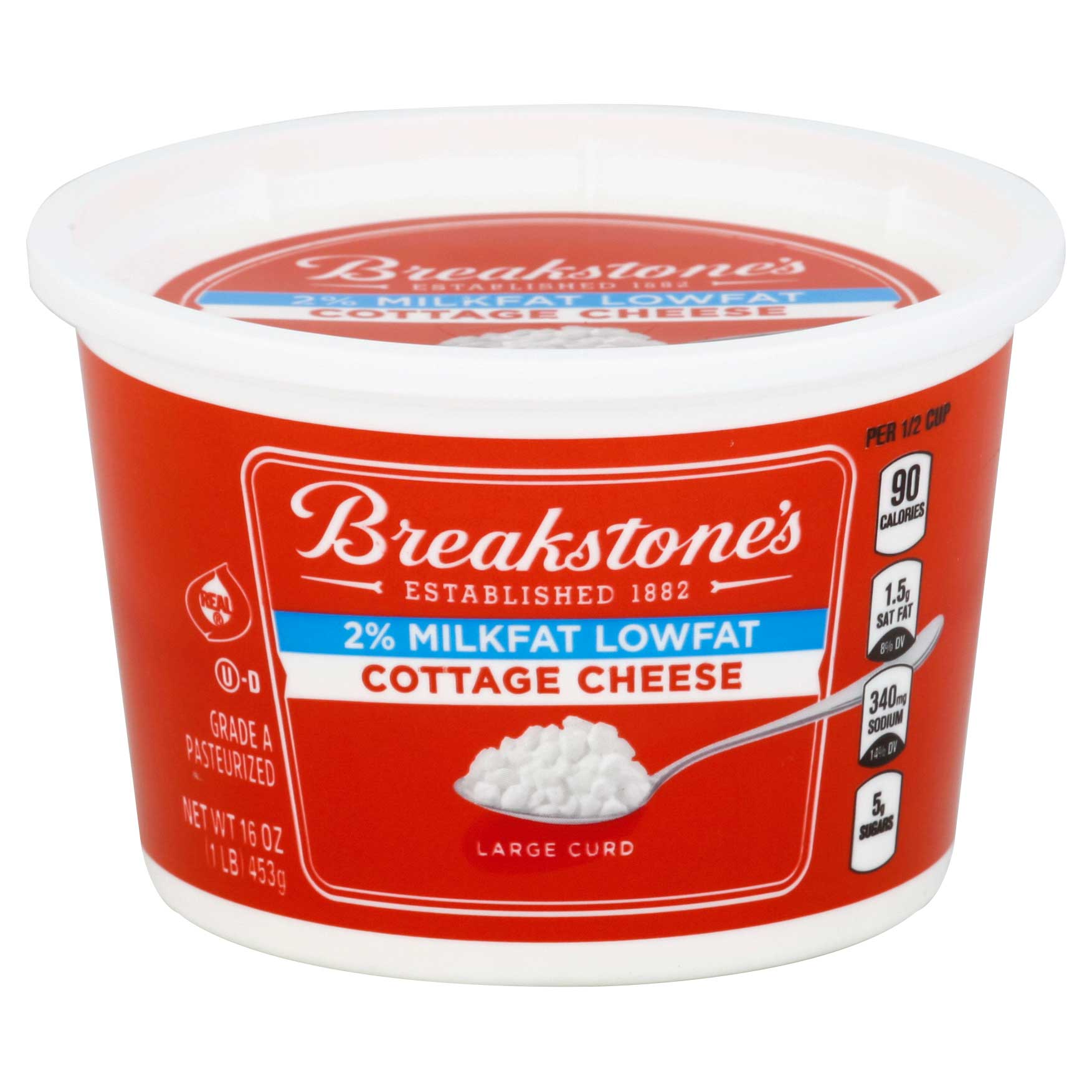 Breakstones Lowfat Cottage Cheese 2 Percent Milk Fat Large Curd, 1 ...