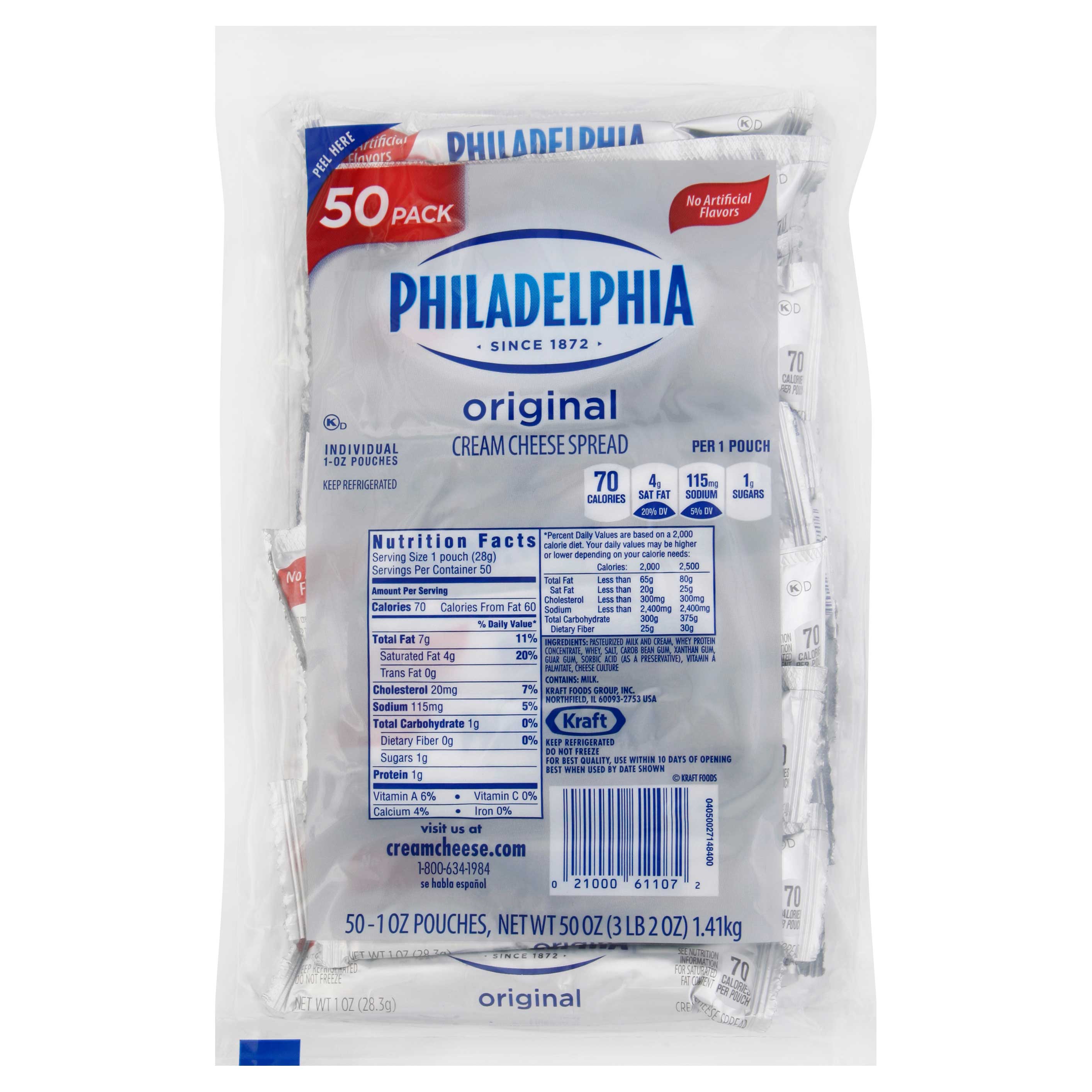 Kraft Philadelphia Cream Cheese Spread - Pouch, 50 to 1 Ounce -- 6 per ...