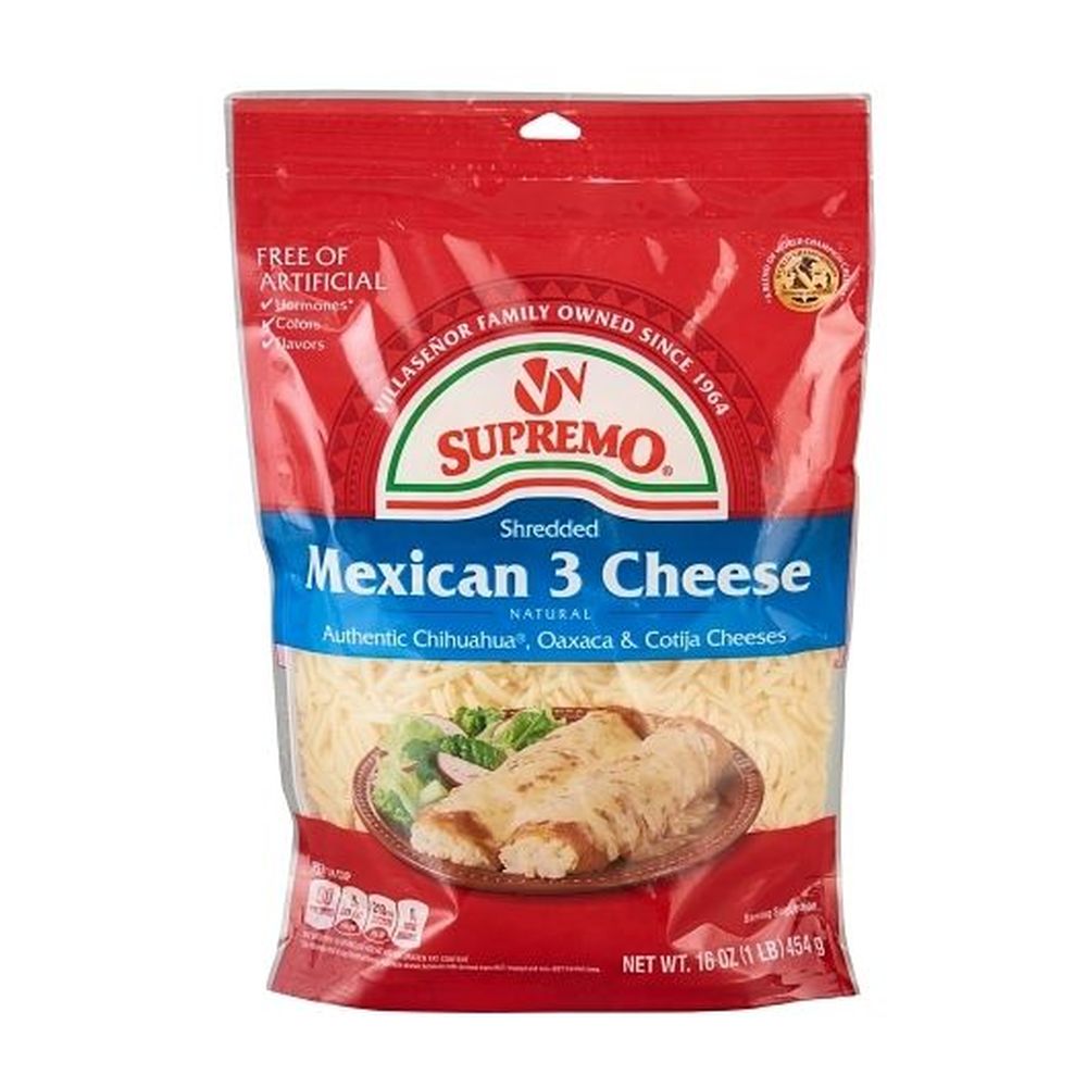 VV Supremo Mexican Blend Shredded 3 Cheese, 1 Pound -- 12 per case ...