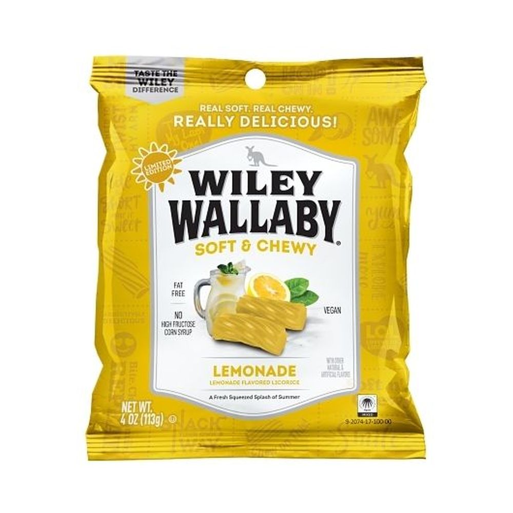 Wiley Wallaby Lemonade Soft and Chewy Licorice Candy, 4 Ounce -- 12 per ...