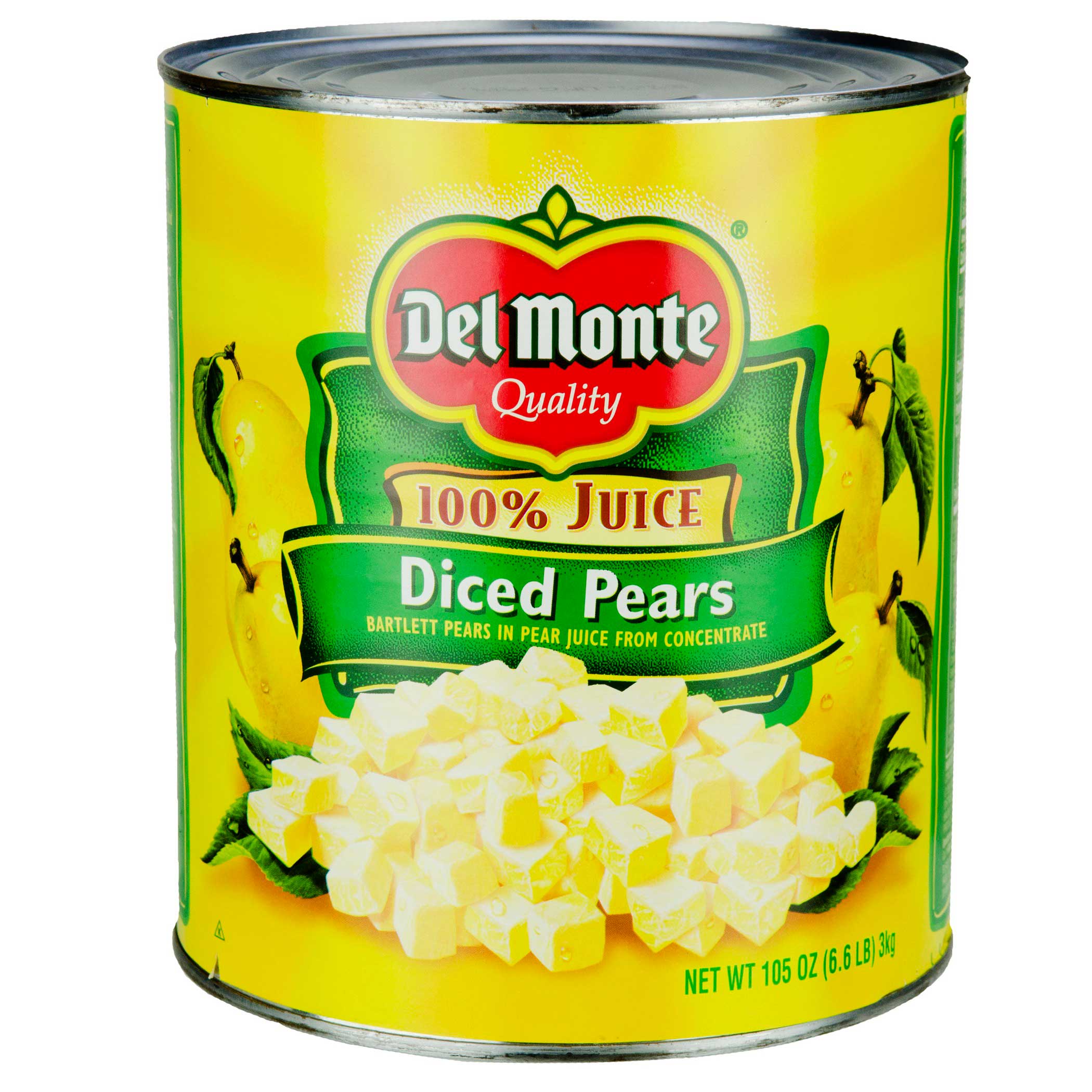Del Monte Diced Pears in Juice, 105 Ounce Can -- 6 per case.