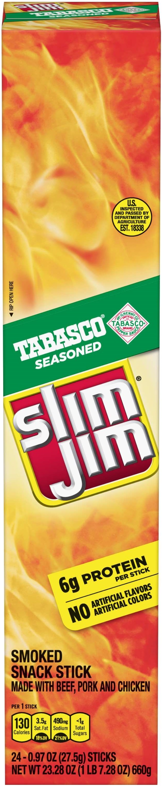Slim Jim Giant Tabasco Snack Stick Case | FoodServiceDirect