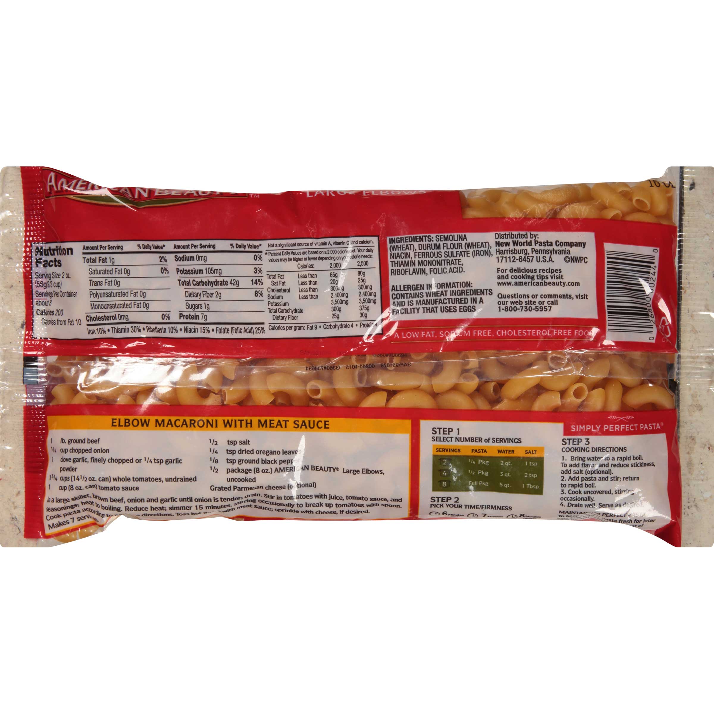 New World Pasta American Beauty Roni-Macaroni Pasta, 16 Ounce -- 12 per ...