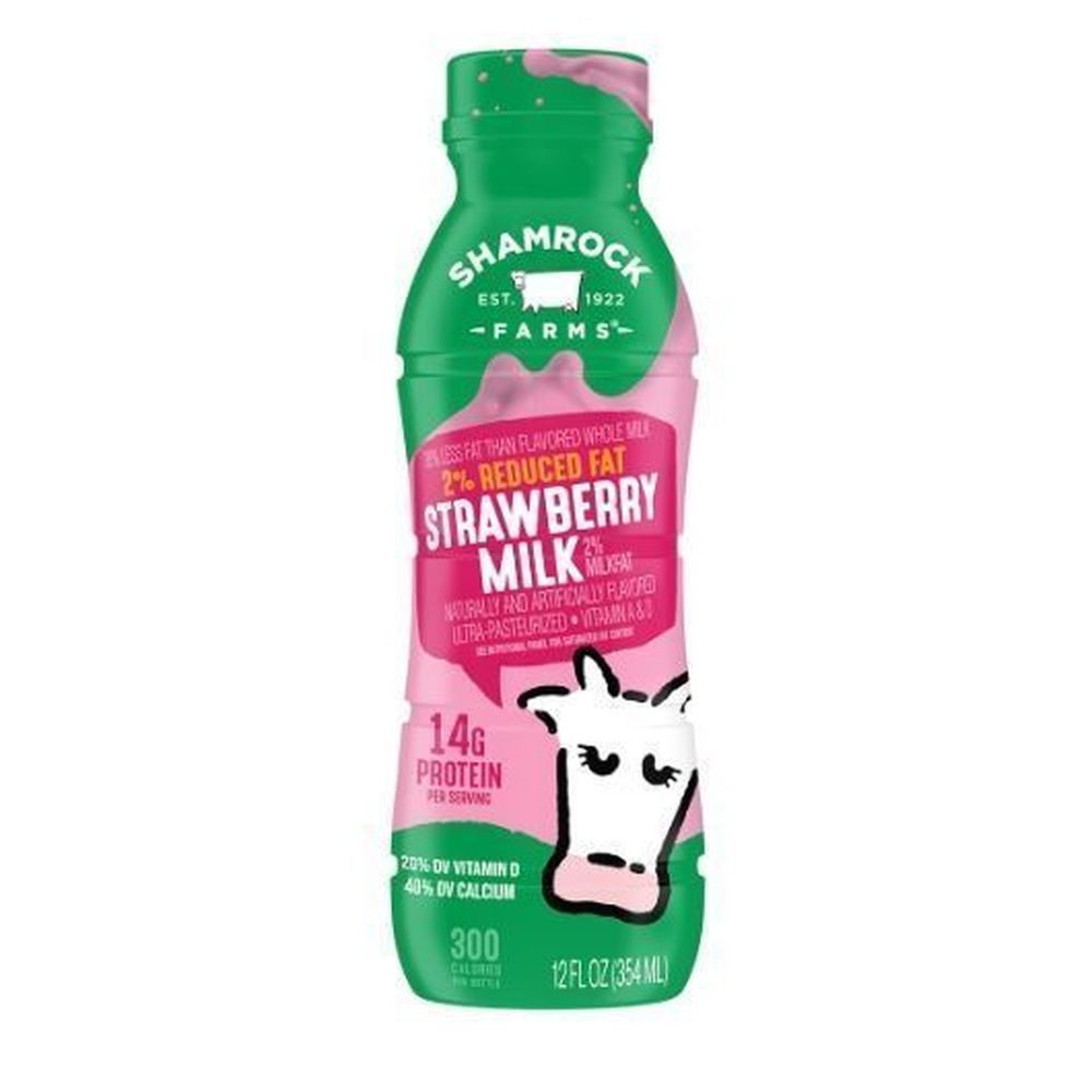 Shamrock Farms Strawberry 2 Percent Reduced Fat Milk, 12 Fluid Ounce ...