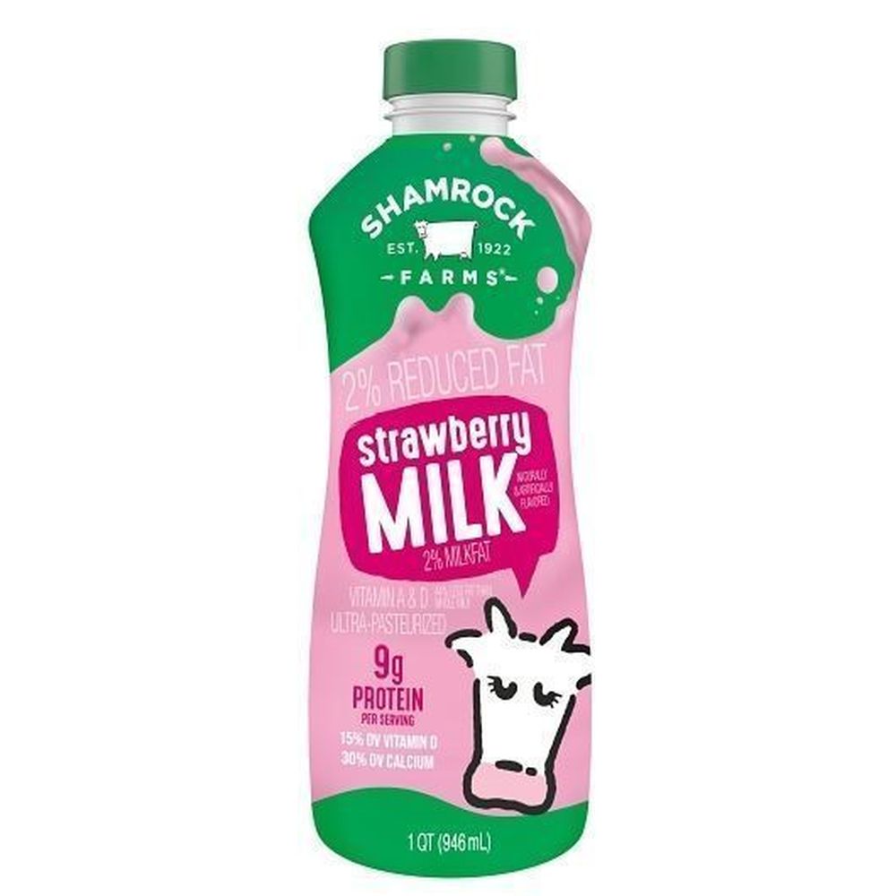 Shamrock Farms Reduced Fat Strawberry Milk, 32 Fluid Ounce -- 6 per ...