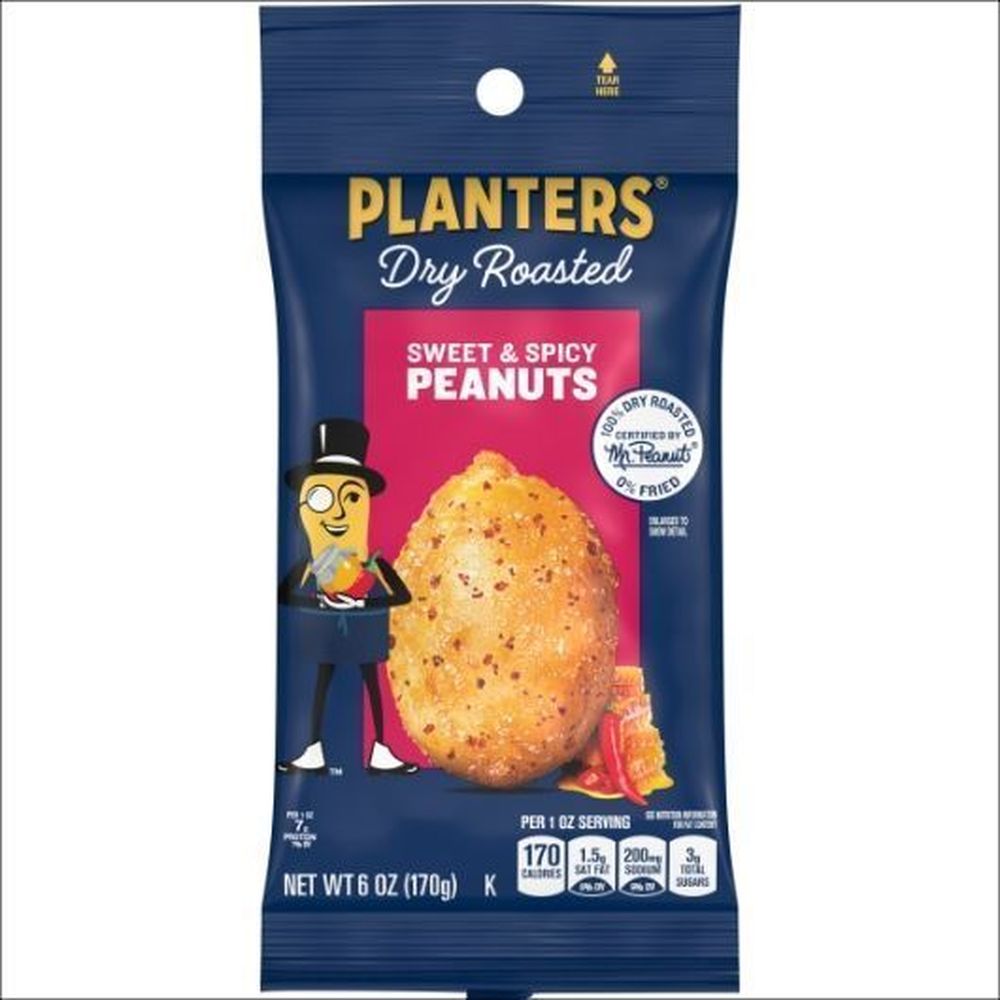Planters Sweet N Spicy Dry Roasted Peanuts, 6 Ounce -- 12 per case