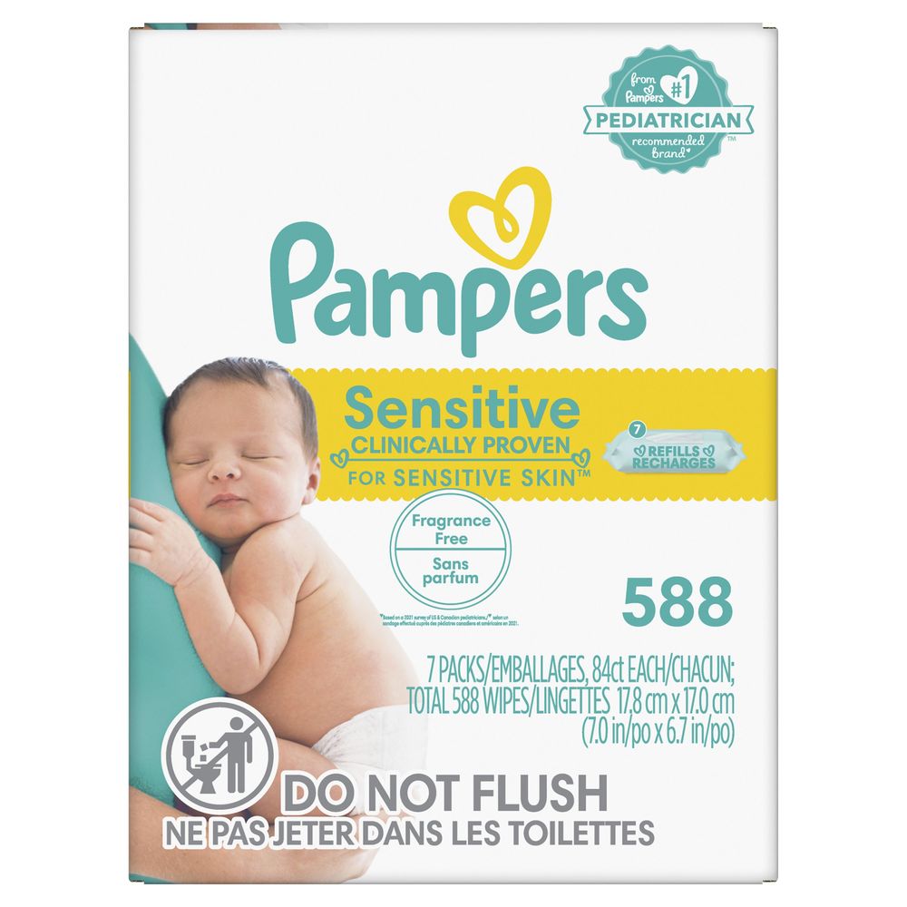 Pampers Sensitive Baby Wipes Refill -- 588 per case