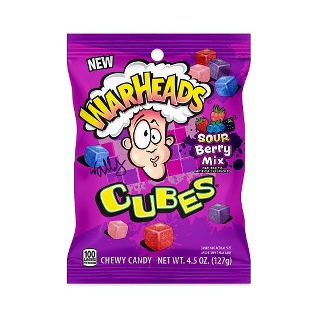 Warheads Berry Mix Cubes Sour Chewy Candy - Peg Bag, 4.5 Ounce -- 12 per case