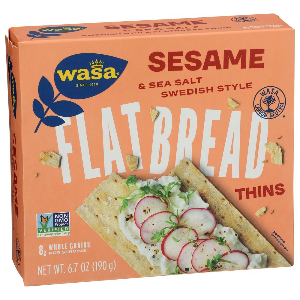 Wasa Sesame and Sea Salt Flatbread Thins, 6.7 Ounce -- 10 per case