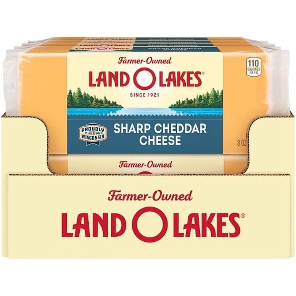 Land O Lakes Sharp Yellow Cheddar Cheese Chunk, 8 Ounce - 14 per case