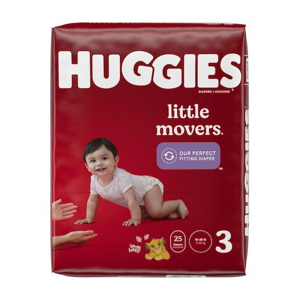 Huggies Size 3 Little Movers Diaper - Jumbo Pack, 25 count -- 4 per case