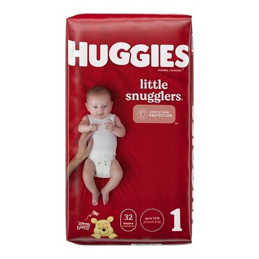 Huggies Size 1 Little Snuggler Diaper - Jumbo Pack, 32 count -- 4 per ...