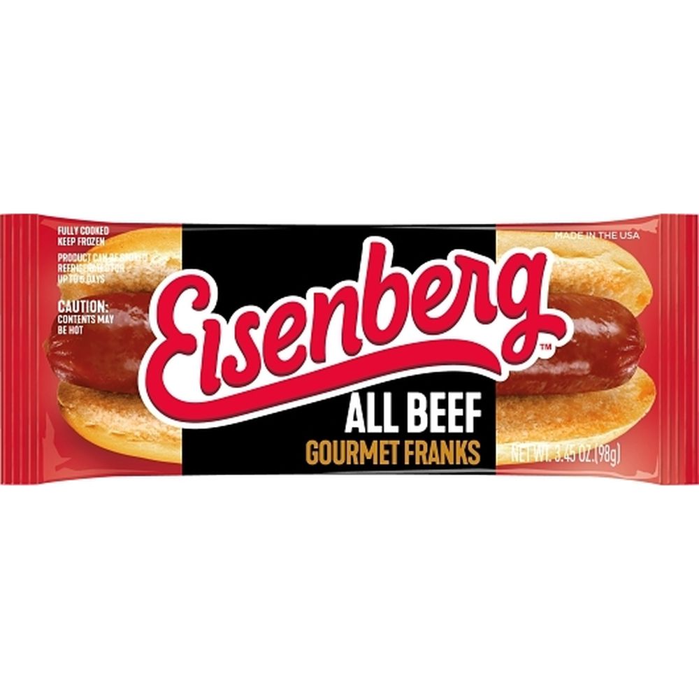 Eisenberg Individually Wrapped Gourmet All Beef Frank in White Bun ...