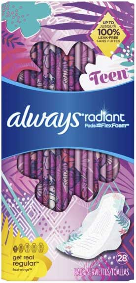 Always Teen Radiant Infinity Pad, 28 count per pack -- 6 per case ...