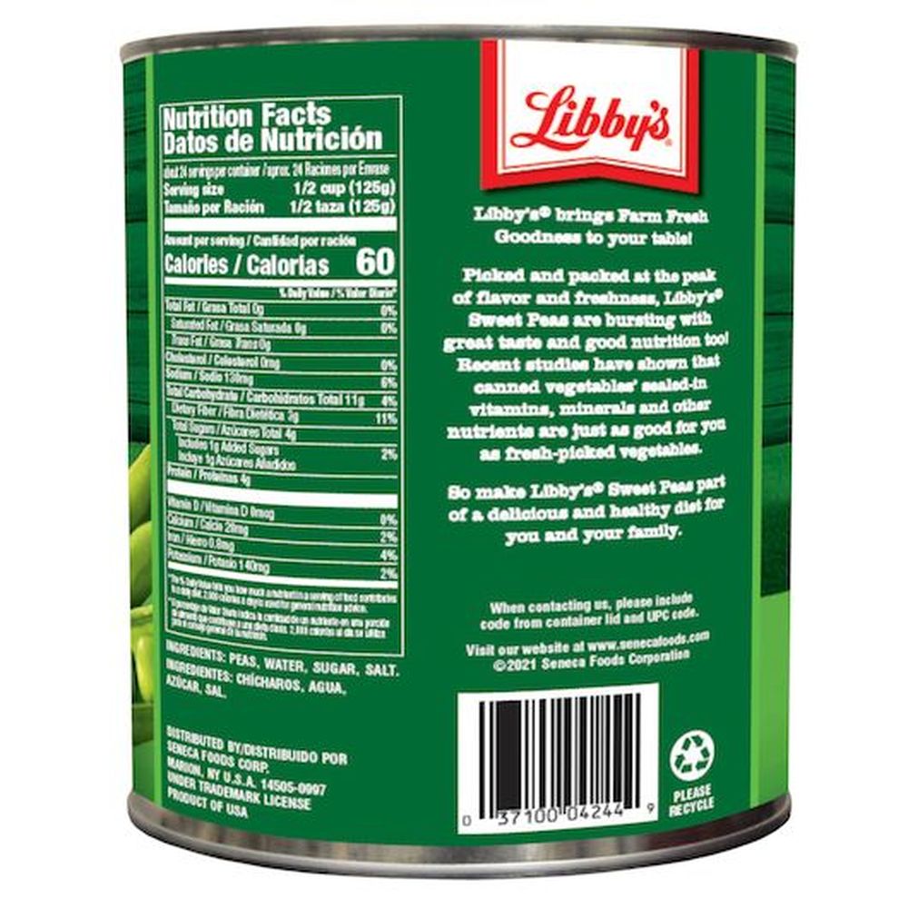 Libby's Low Sodium Mixed Sieve Sweet Peas, 106 Ounce -- 6 per case