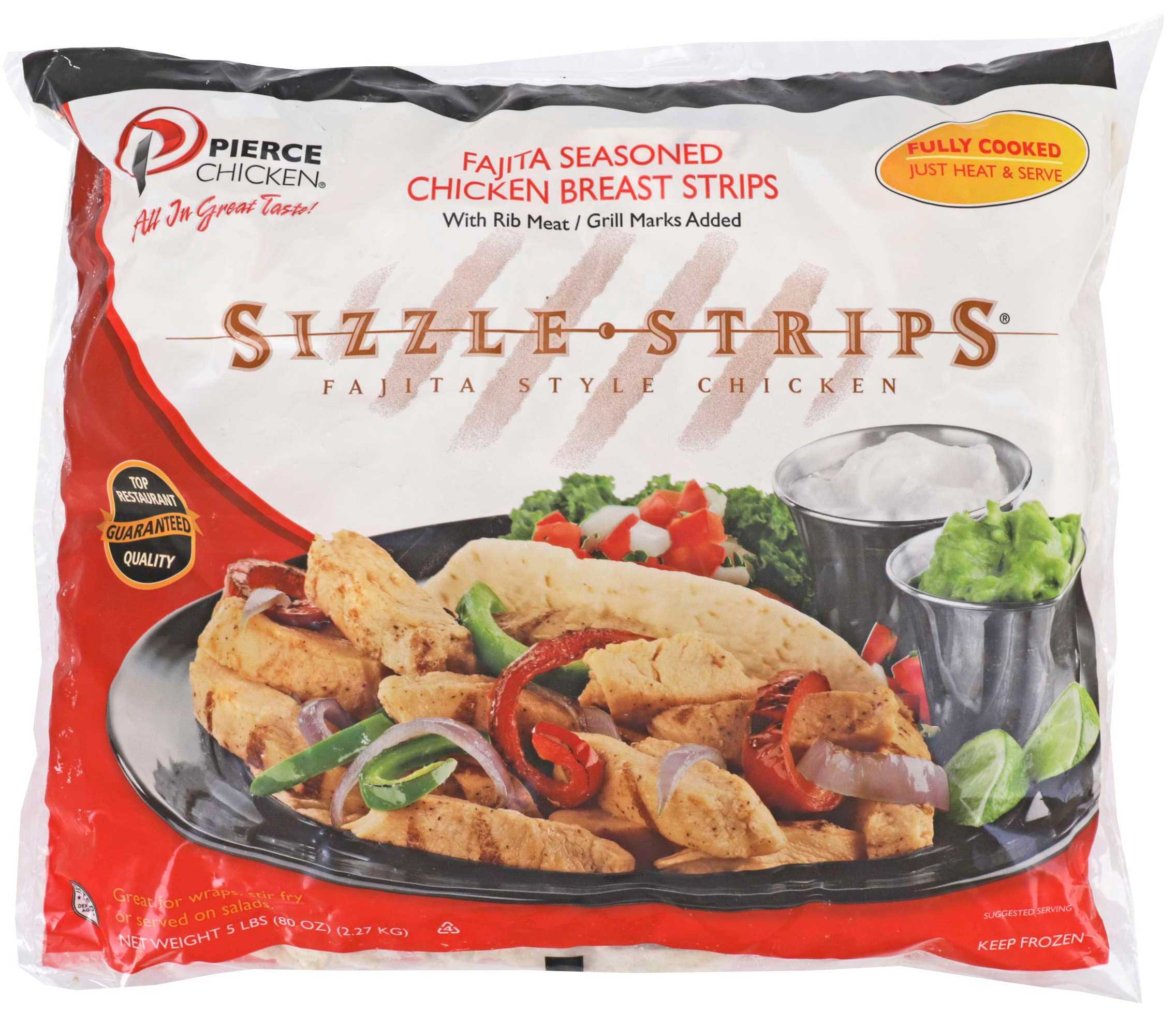Pierce Chicken Sizzle Strips Fajita Seasoned Chicken Breast Strips, 5 ...
