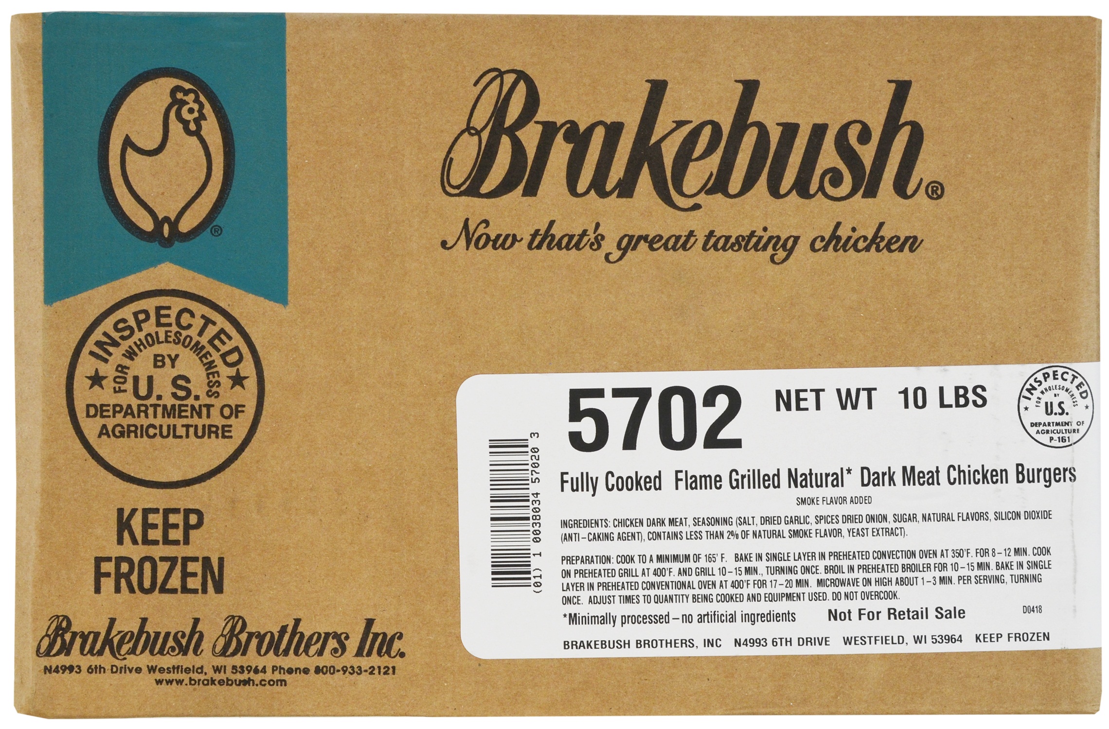 Brakebush Flame-Grilled Natural Dark Meat Chicken Burgers ...