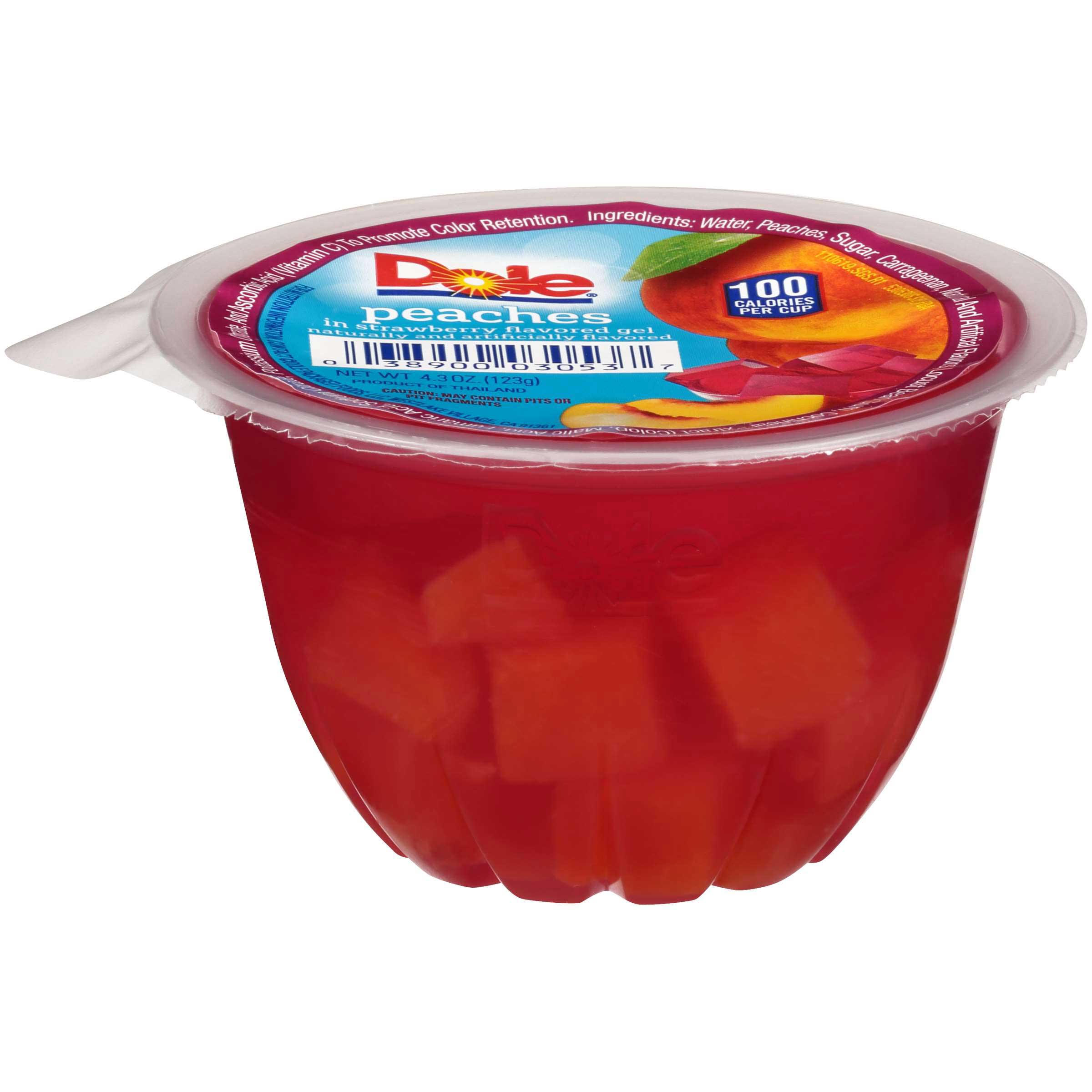 Dole Peach In Strawberry Gel, 4.3 Ounce -- 36 Case
