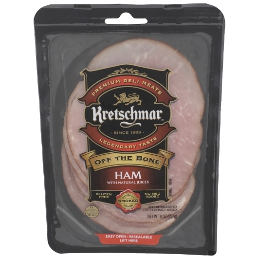 Kretschmar Premium Deli Off The Bone Pre Sliced Ham, 8 Ounce -- 14 per case