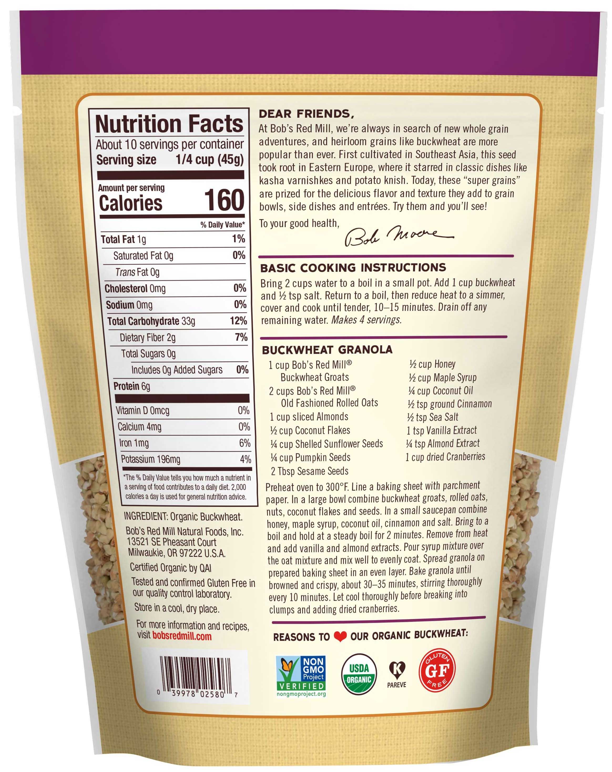 Bobs Red Mill Organic Buckwheat Groats Case | FoodServiceDirect