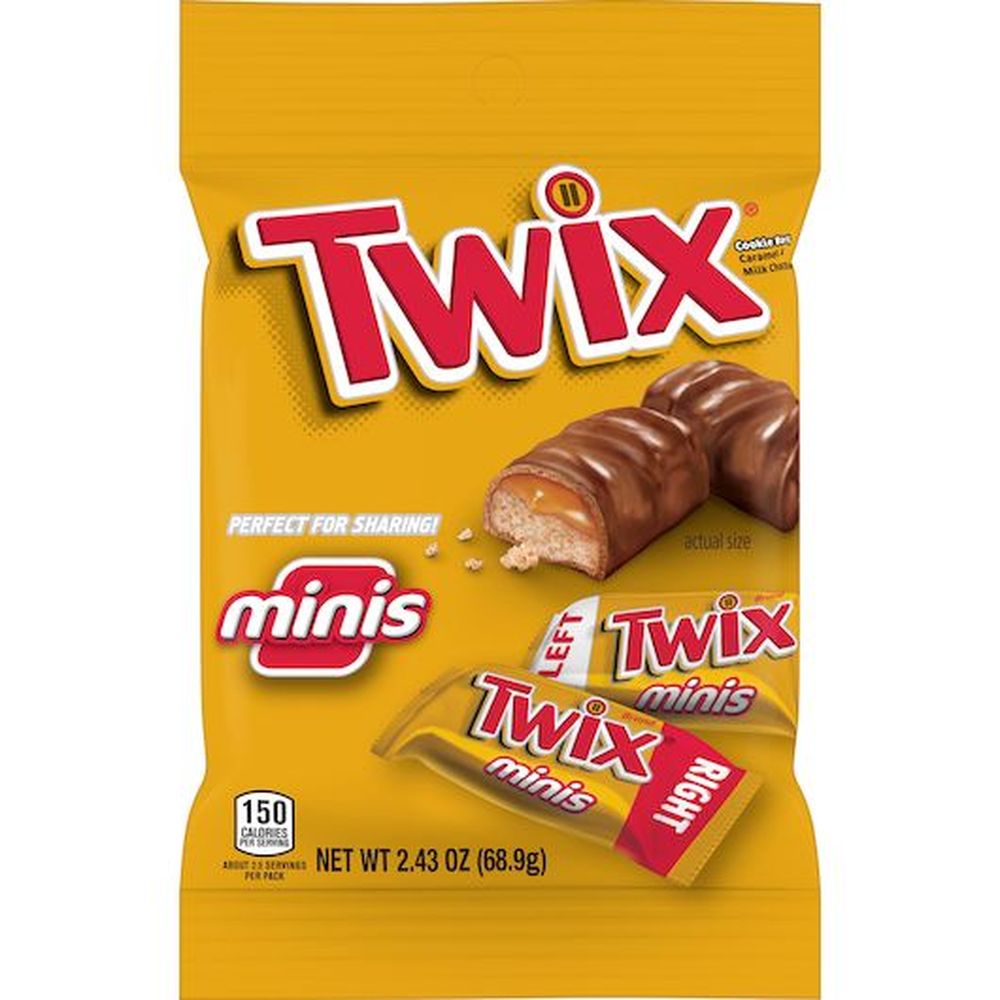Twix Mini Caramel Milk Chocolate Cookie Bar - Peg Pack, 2.43 Ounce ...
