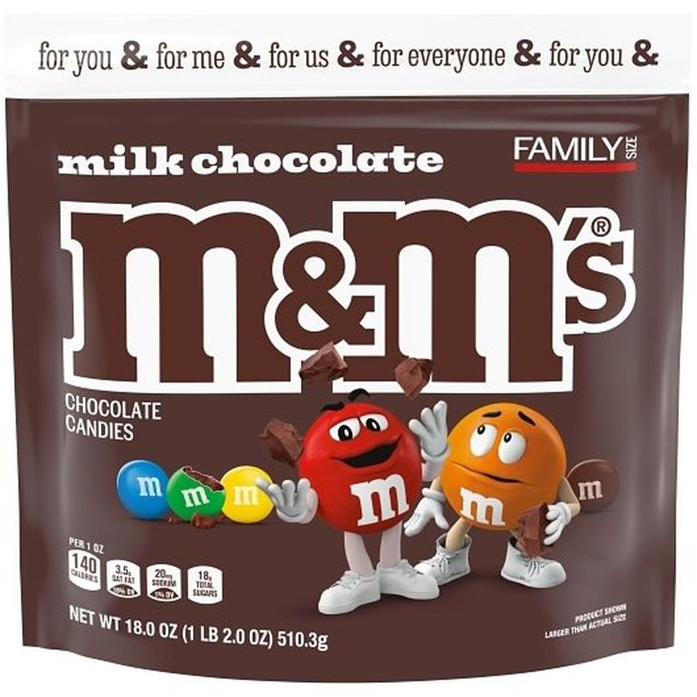 M and Ms Milk Chocolate Candy, 18 Ounce Stand Up Pouch -- 12 per case ...