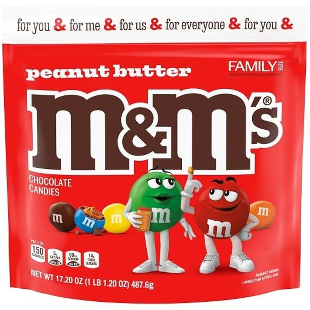 M and Ms Family Size Peanut Butter Chocolate Candy, 17.2 Ounce Stand Up ...
