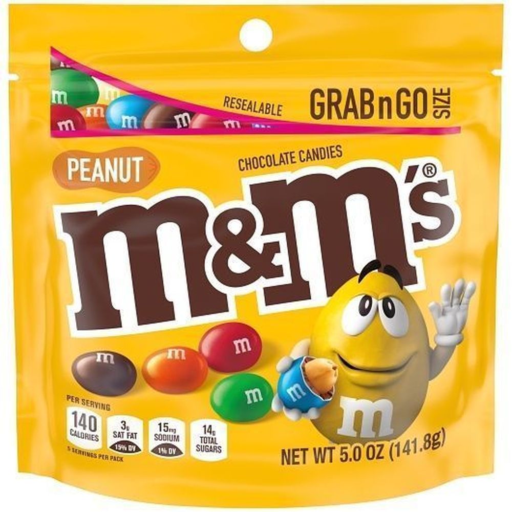 M and Ms Peanut Chocolate Candies, 5 Ounce Stand Up Pouch -- 12 per case