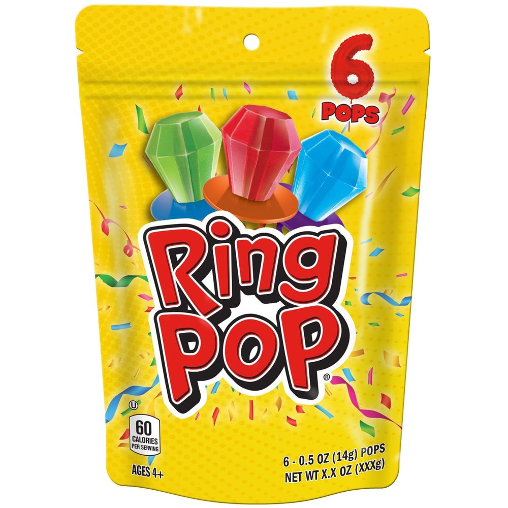 Ring Pop Candy, 0.5 Ounce - 6 count per pack -- 6 packs per case