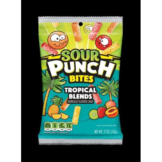 Sour Punch Bites Tropical Blends Candy, 3.7 Ounce -- 12 per case