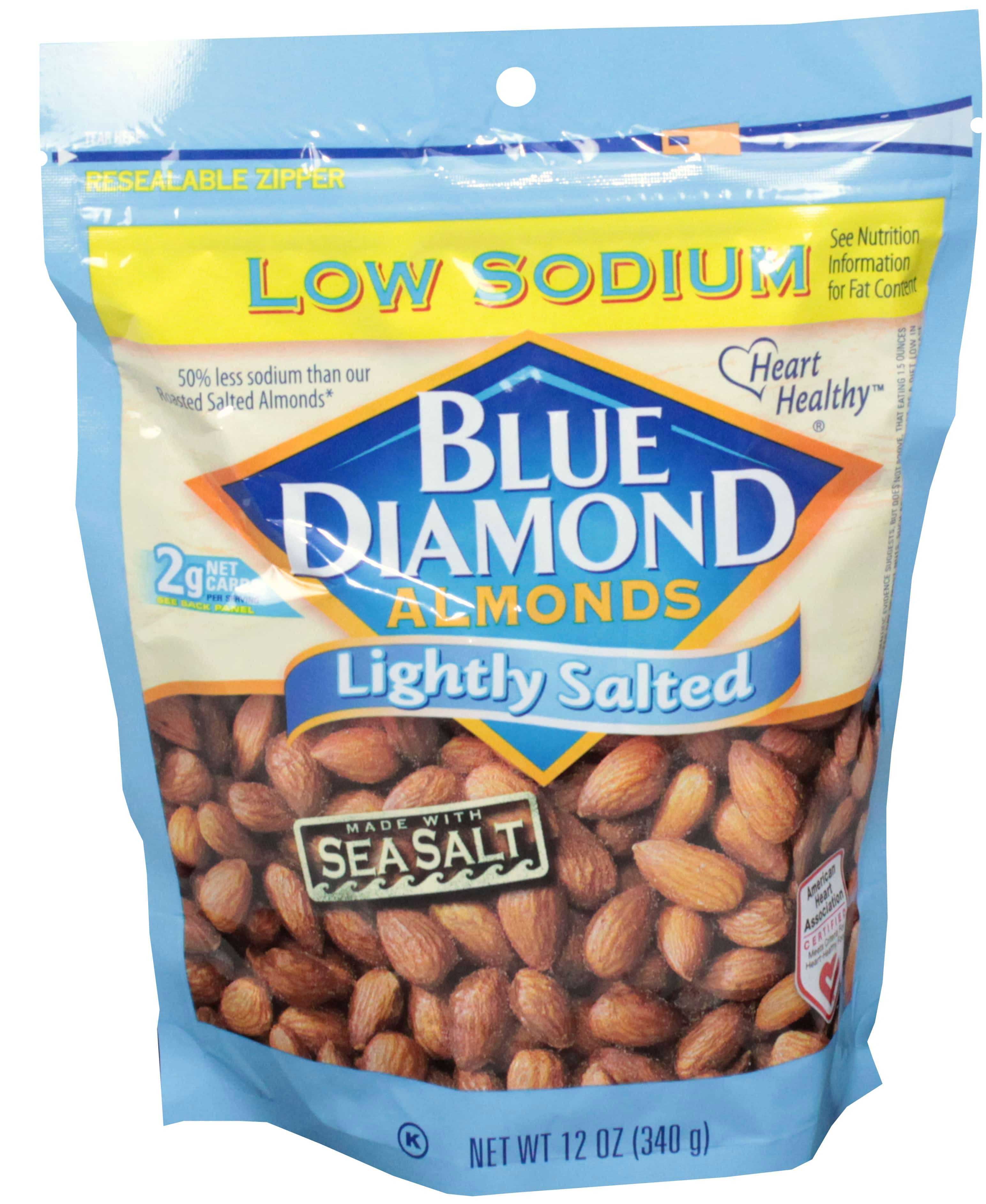 Blue Diamond Low Sodium Lightly Salted Almonds, 12 Ounce -- 6 per case ...
