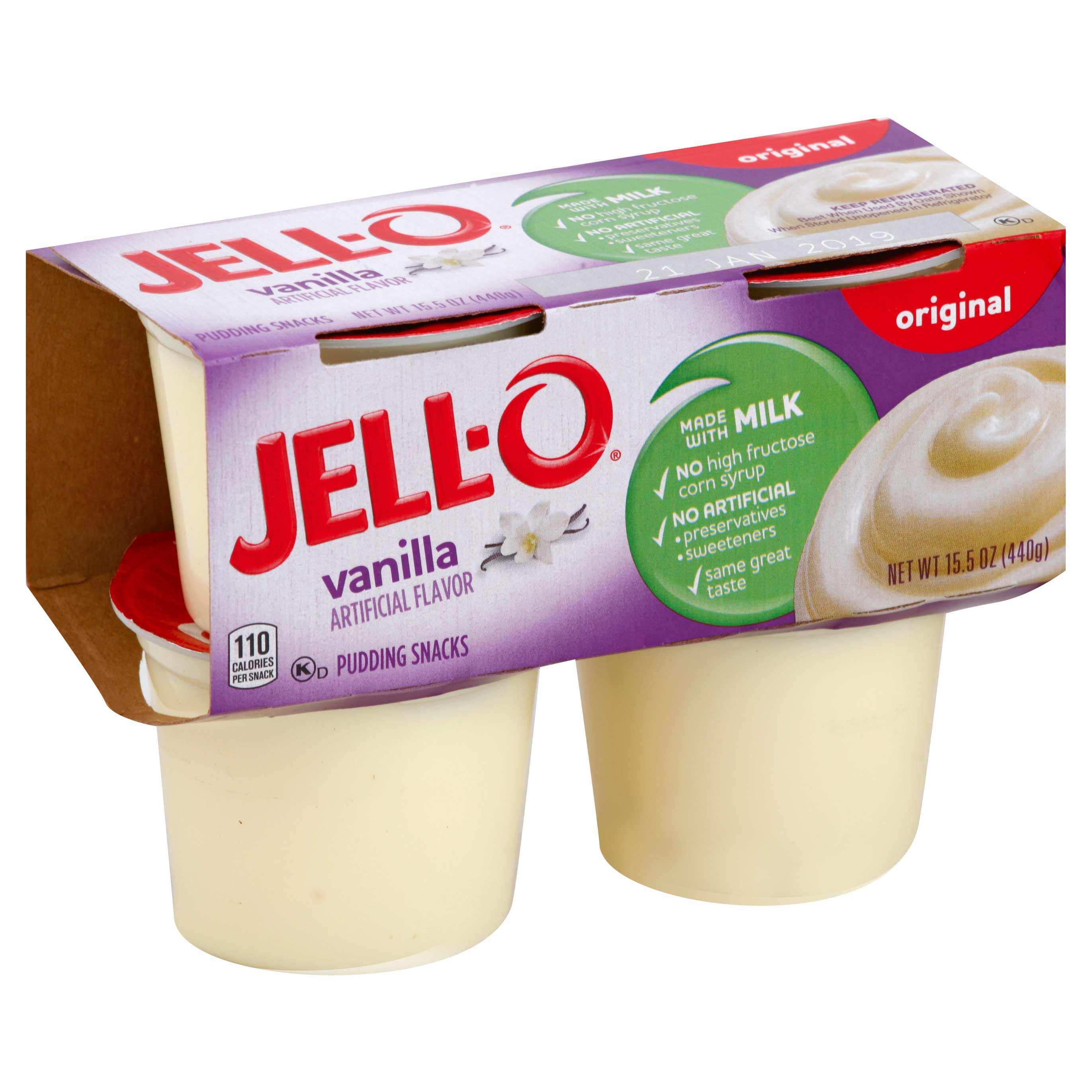 Jello Ready To Eat 3.88 Ounce Vanilla Pudding, 4 count per pack -- 6 per case.