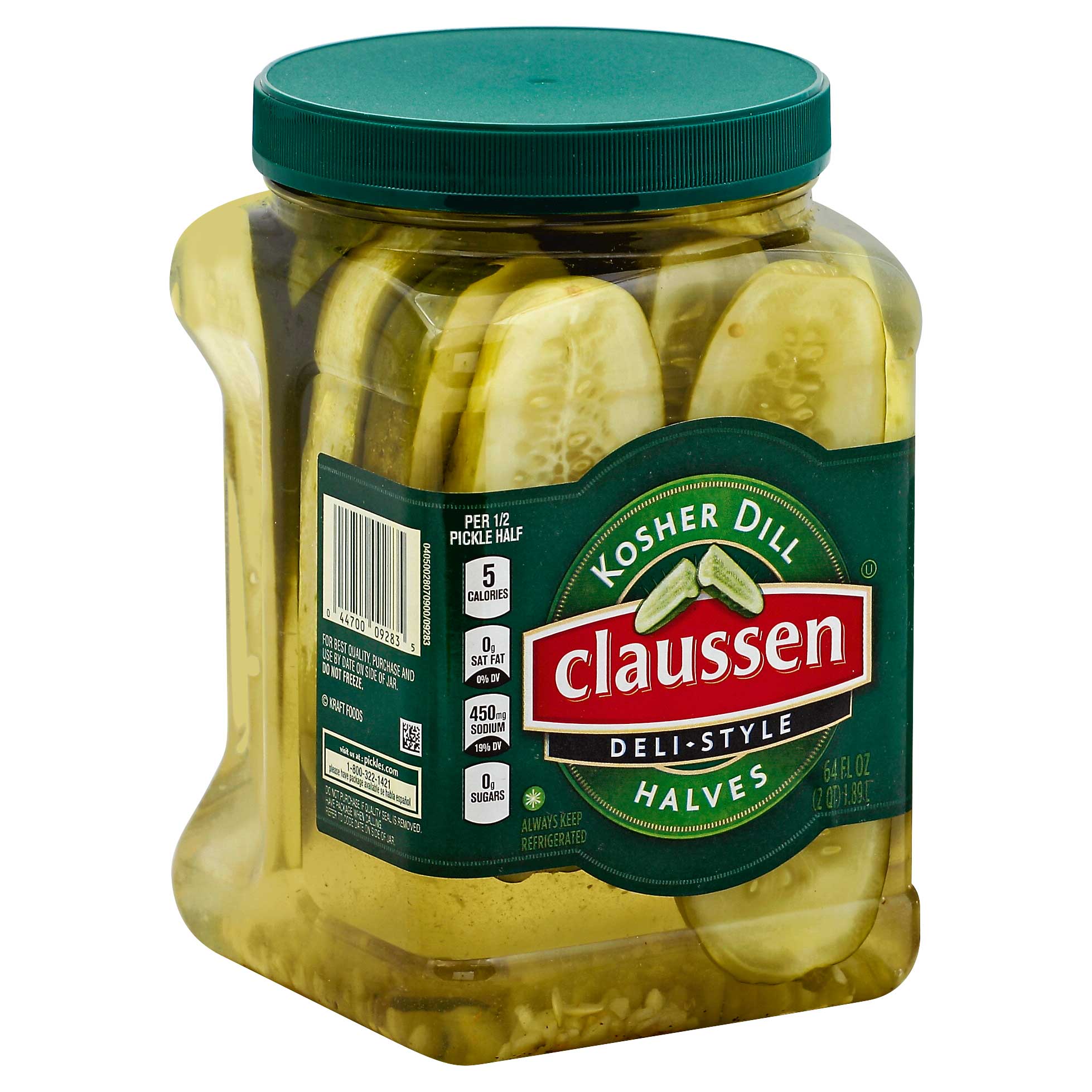 Claussen Kosher Dill Deli Style Halves Pickle, 64 Ounce -- 6 per case