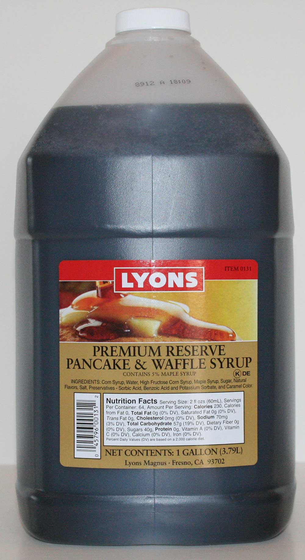 Lyons Premium Reserve Maple Pancake and Waffle Syrup, 1 Gallon -- 4 per ...