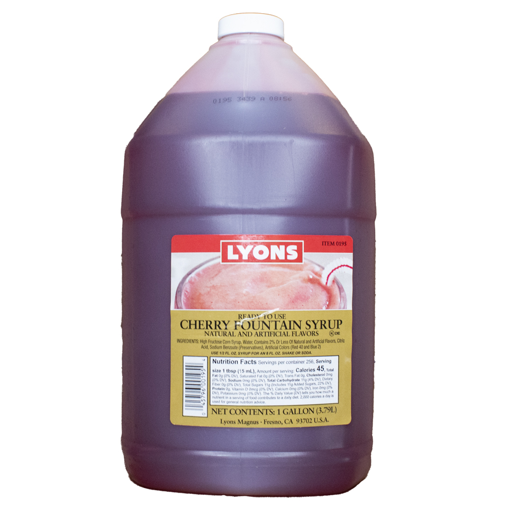 Lyons Streamline Cherry Fountain Syrup, 1 Gallon -- 4 per case