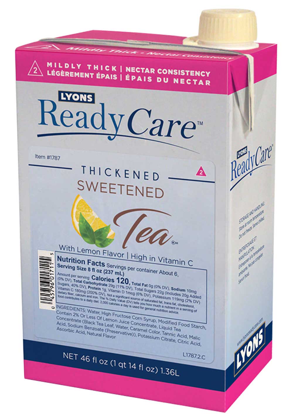 Lyons ReadyCare Level 2 Nectar Thickened Sweetened Tea with Lemon, 46 ...