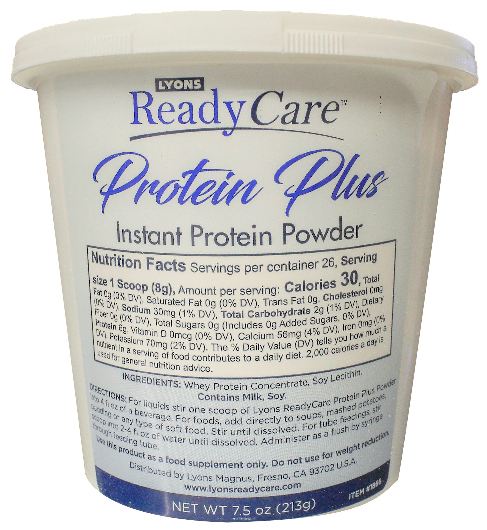 Lyons ReadyCare Protein Plus Instant Protein Powder, 7.5 Ounce Tub -- 4 ...