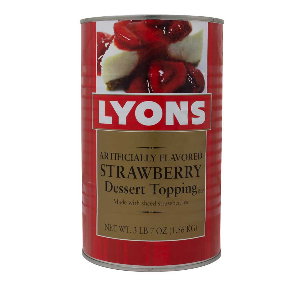Lyons Sliced Strawberry Sundae Topping, Number 5 Can -- 6 per case