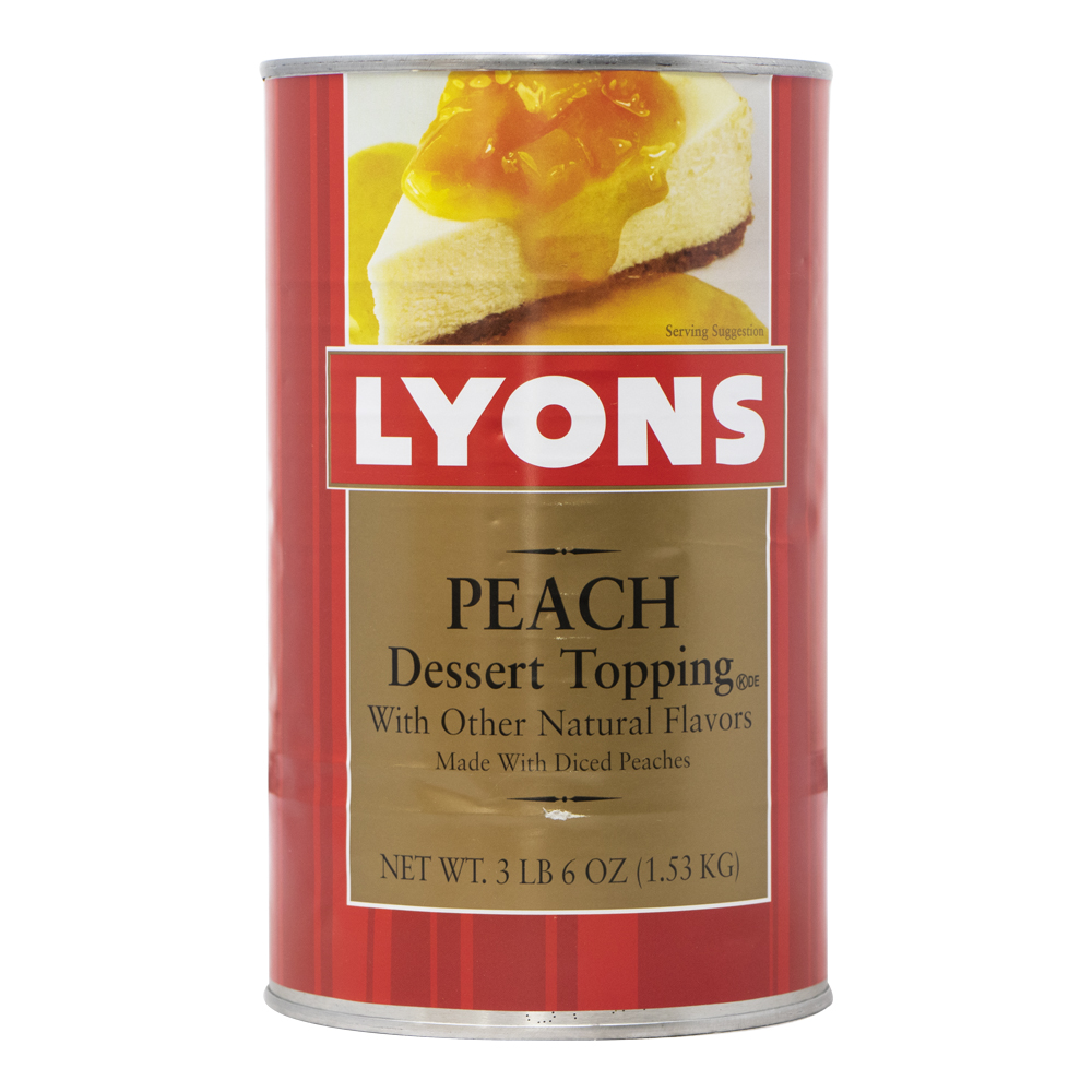 Lyons Crushed Peach Sundae Topping, Number 5 Can -- 6 per case