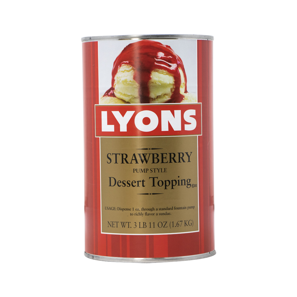 Lyons Pump Style Strawberry Sundae Topping, Number 5 Can -- 6 per case