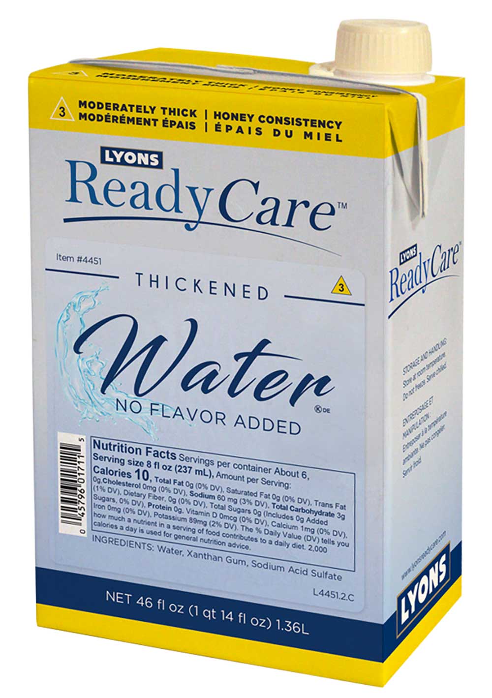 Lyons ReadyCare Level 3 Honey Non-Flavored Thickened Water, 46 Fluid ...