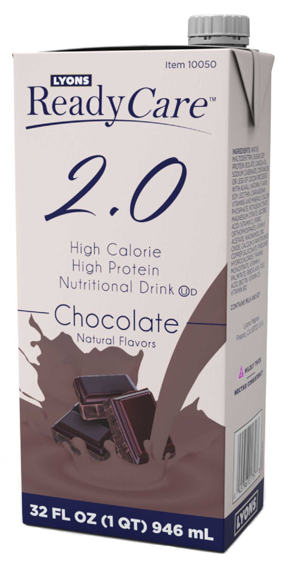 Lyons ReadyCare 2.0 Chocolate Nutritional Drink, 32 Ounce -- 12 per case