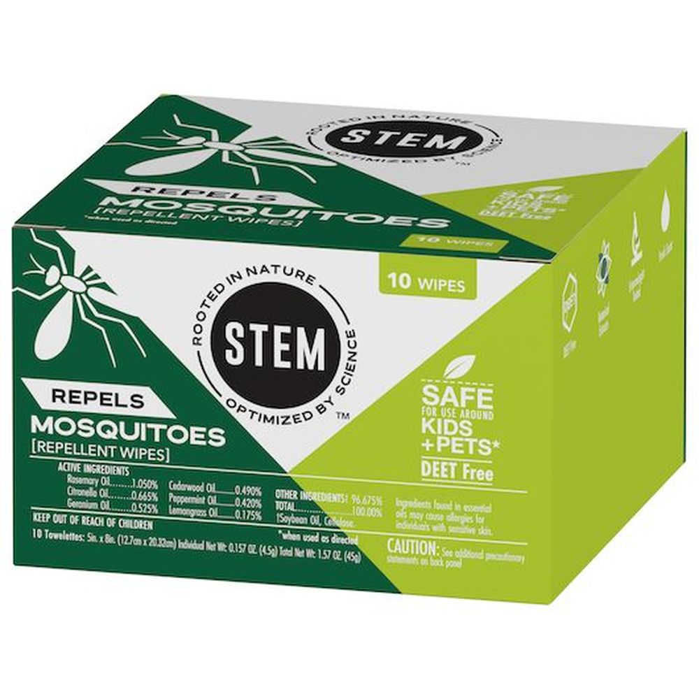 Stem Mosquito Repellent Wipes, 10 count -- 8 per case