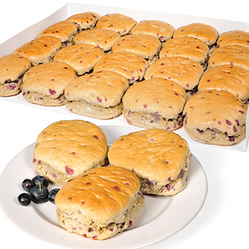 Bridgford White Whole Wheat Blueberry Flavored Biscuits -- 100 per case.