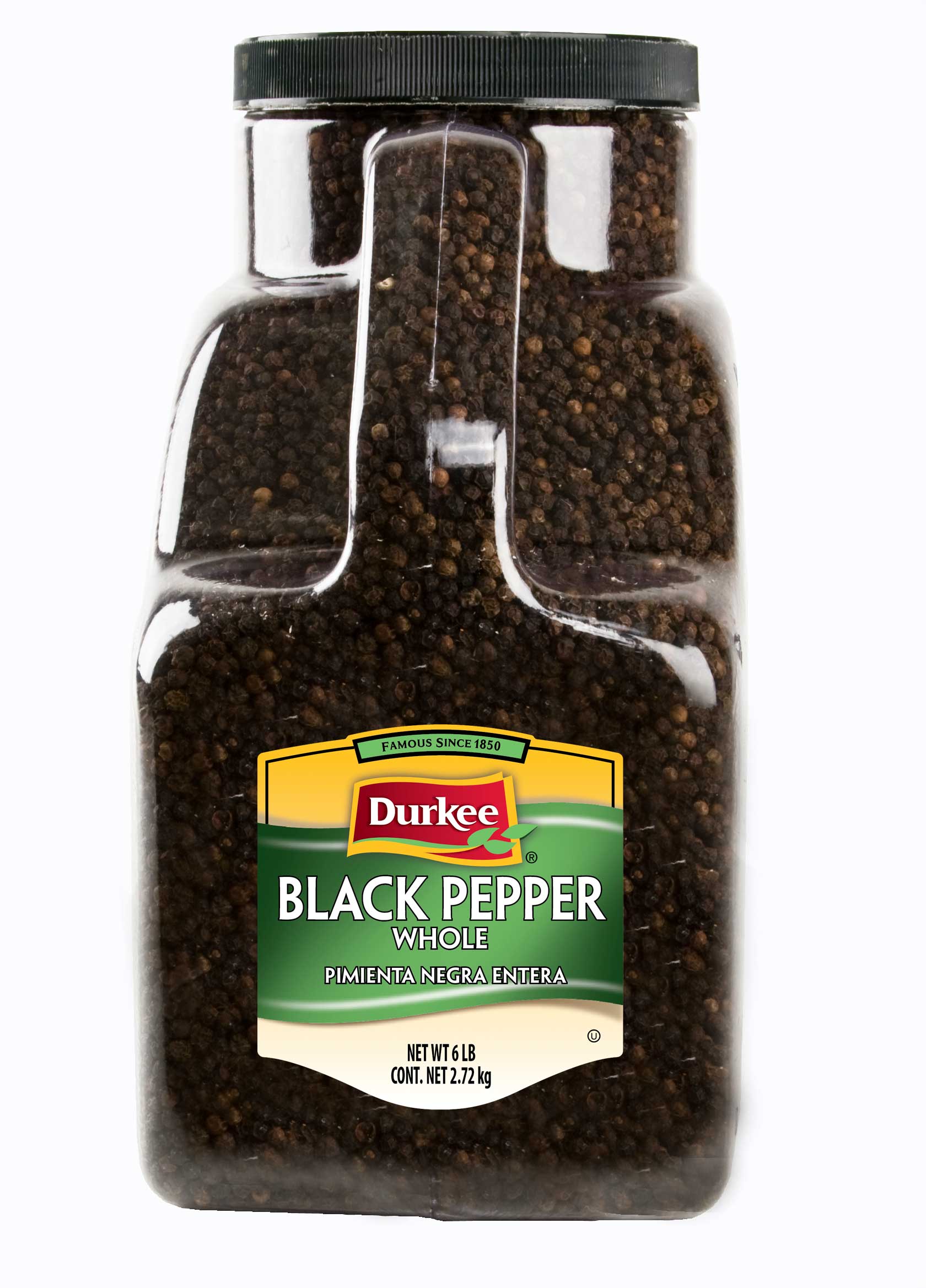 Durkee Whole Black Pepper - 6 lb. container, 1 per case