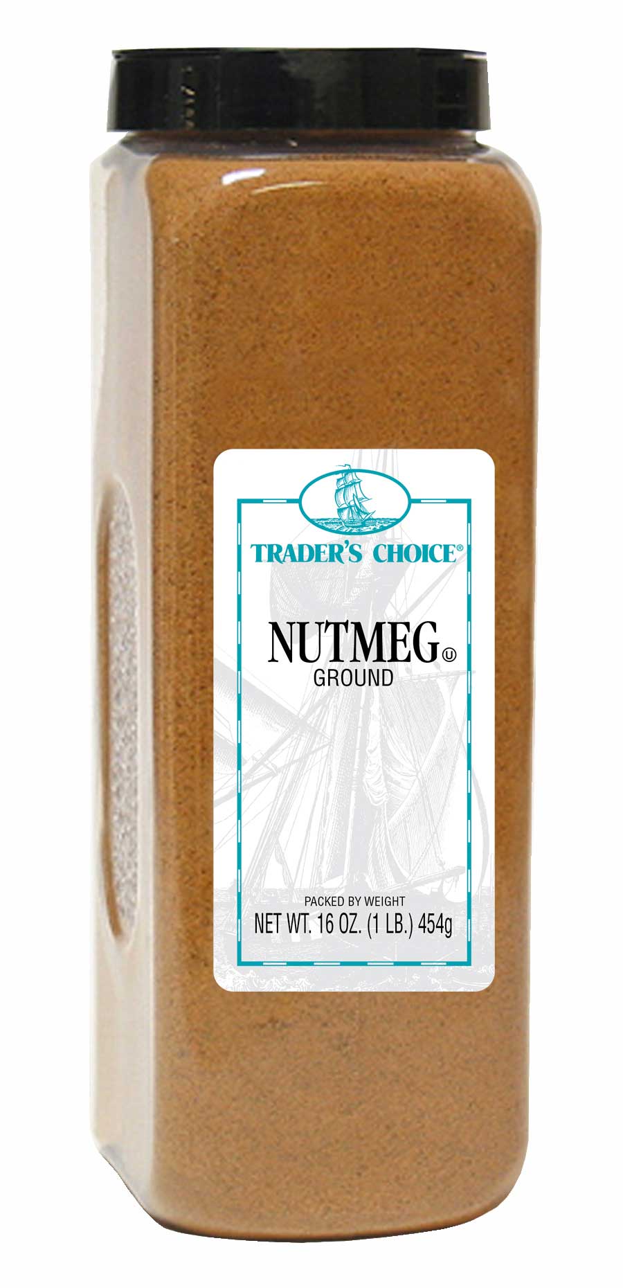 Traders Choice Ground Nutmeg - 16 oz. container, 6 per case